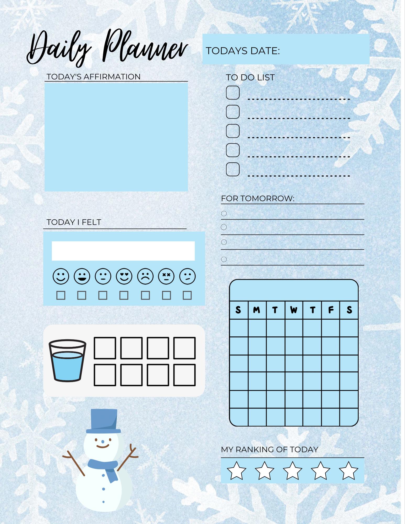 Winter Themed Printable Daily Planner - Etsy