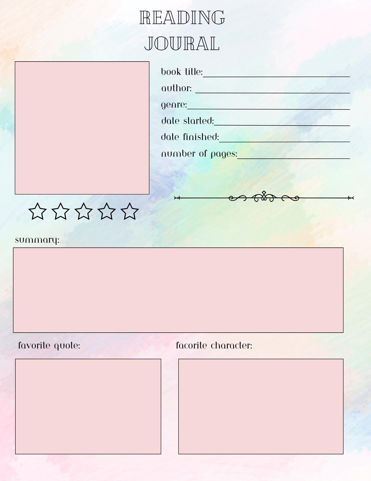 Digital Reading Journal Template - Etsy