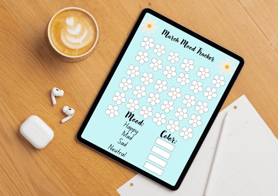 March Mood Tracker Printable – Daisy Theme – Mental Health Tracker ...
