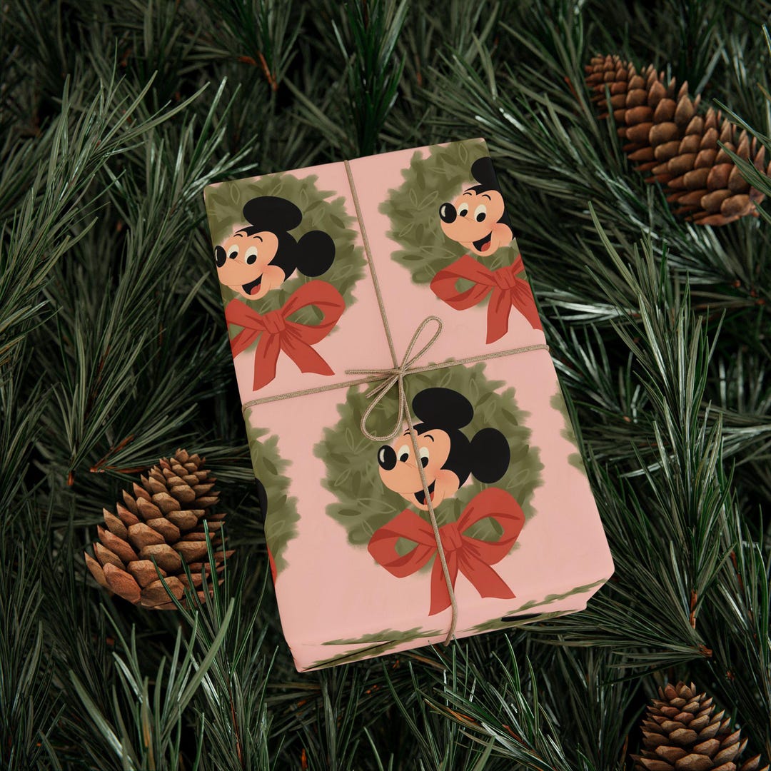 Christmas Mickey Mouse Wrapping Paper, Holiday Gift Wrap, Festive Gift ...