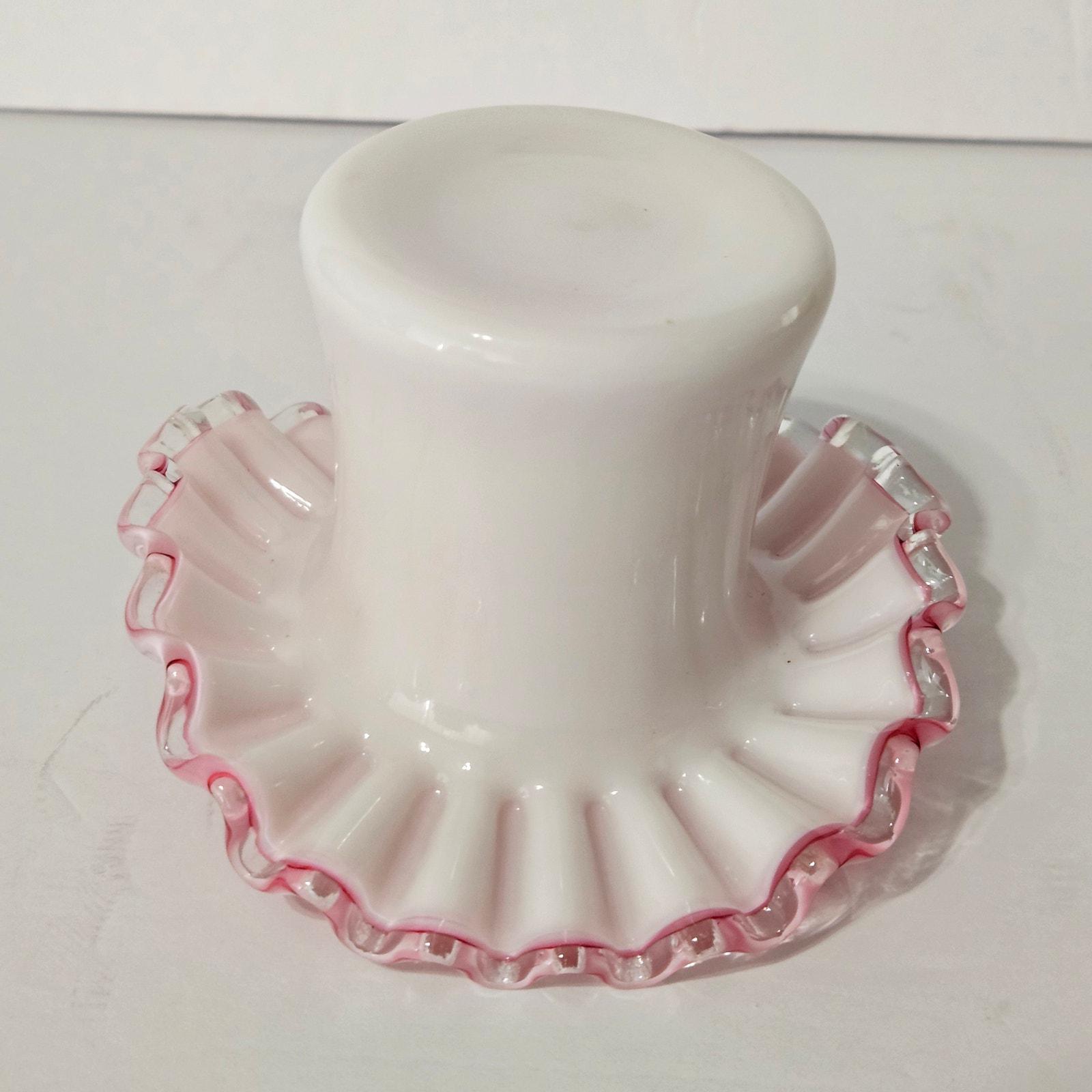 Fenton Miniature Peach Crest Top Hat Vase Crimped Art Glass - Etsy