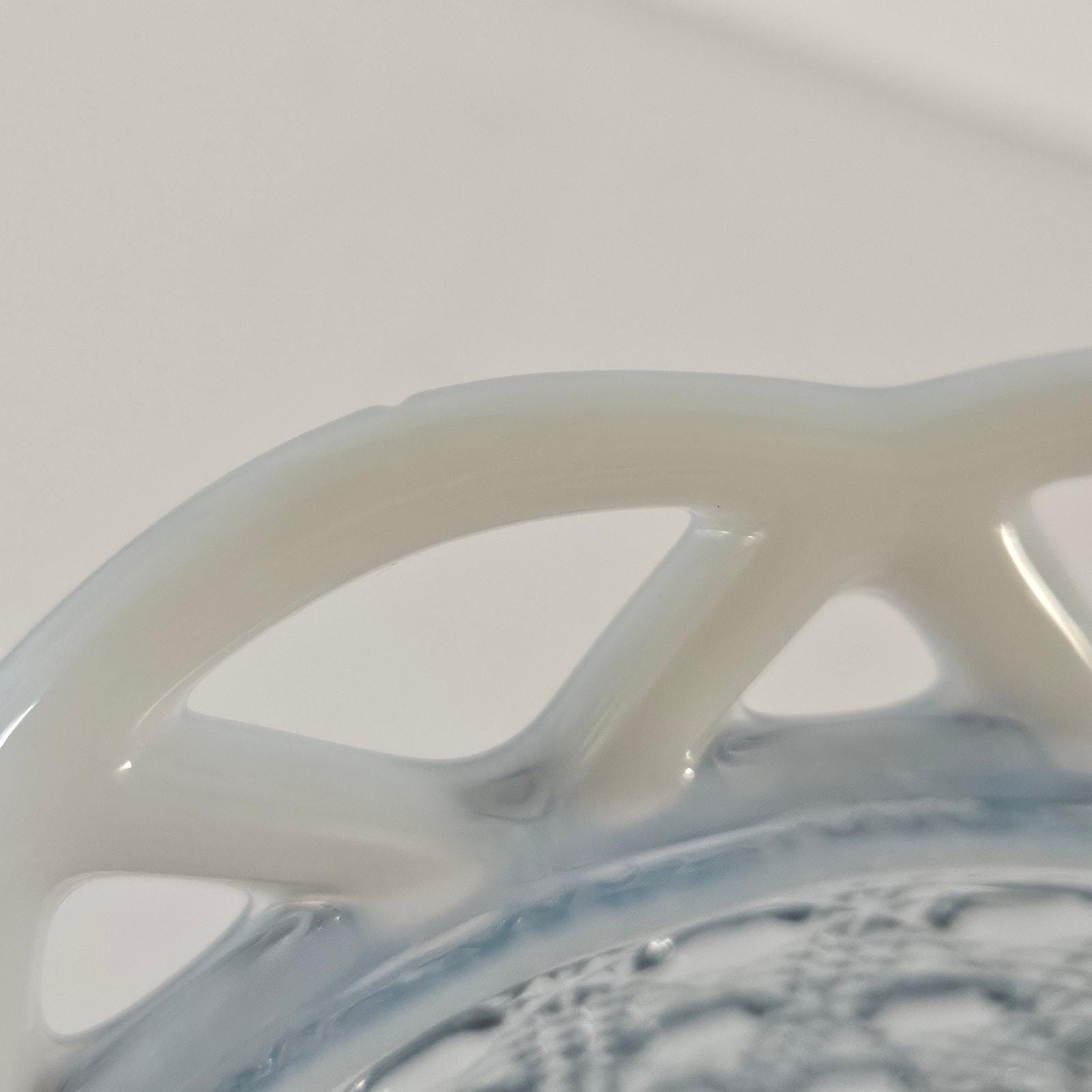 Vintage Imperial Glass Katy Blue Opalescent Bowl Open Lace Trim Cane ...