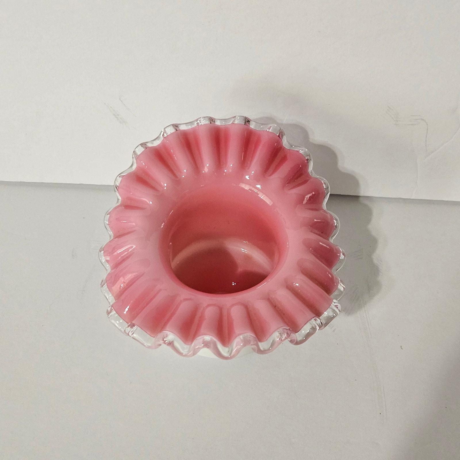 Fenton Miniature Peach Crest Top Hat Vase Crimped Art Glass - Etsy