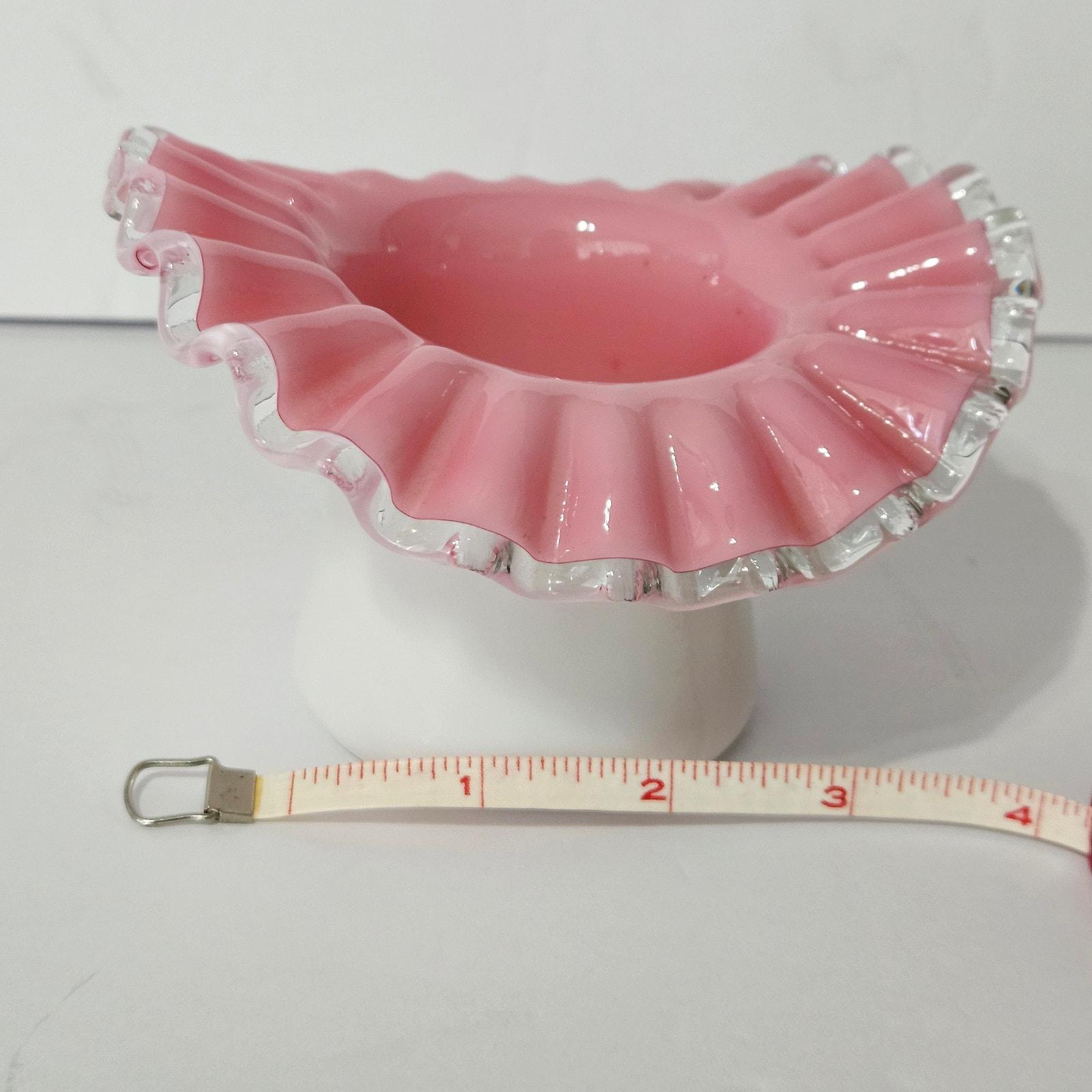 Fenton Miniature Peach Crest Top Hat Vase Crimped Art Glass - Etsy