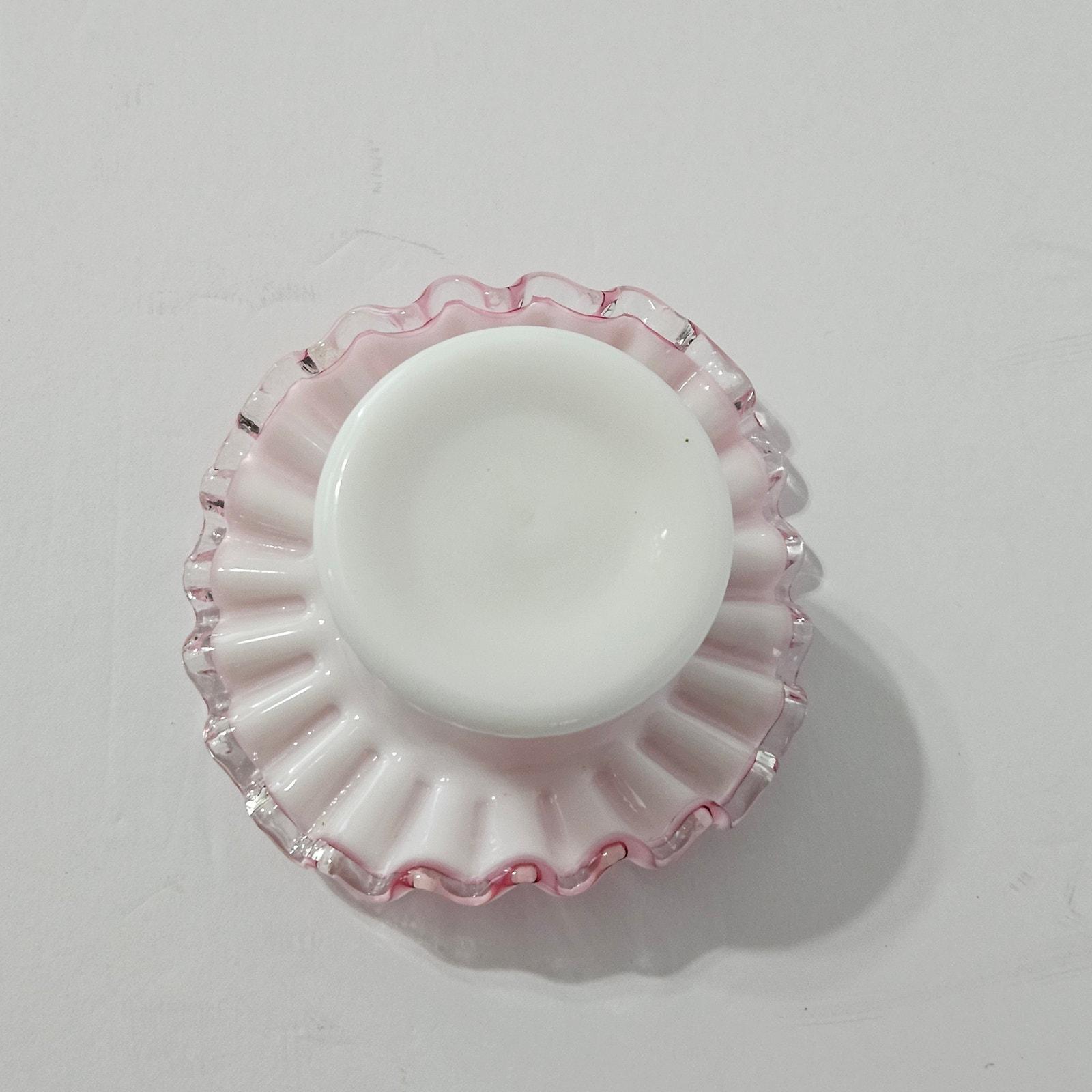 Fenton Miniature Peach Crest Top Hat Vase Crimped Art Glass - Etsy