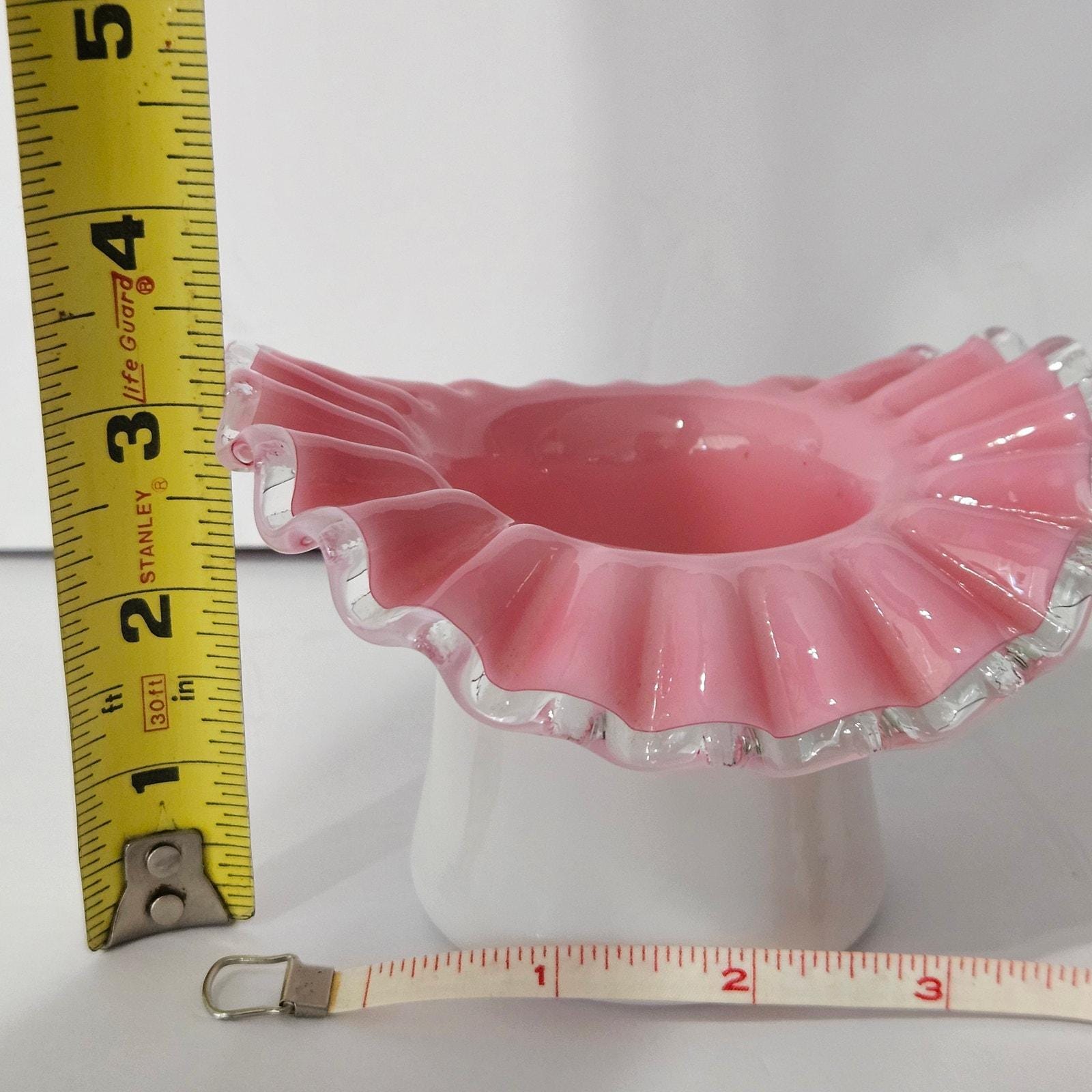 Fenton Miniature Peach Crest Top Hat Vase Crimped Art Glass - Etsy