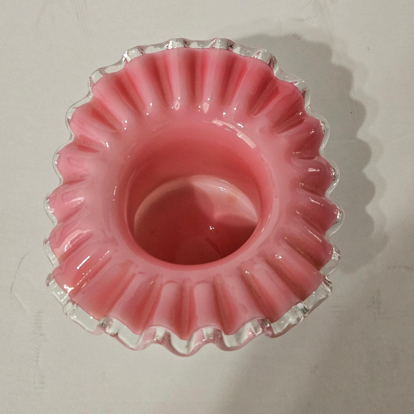 Fenton Miniature Peach Crest Top Hat Vase Crimped Art Glass - Etsy