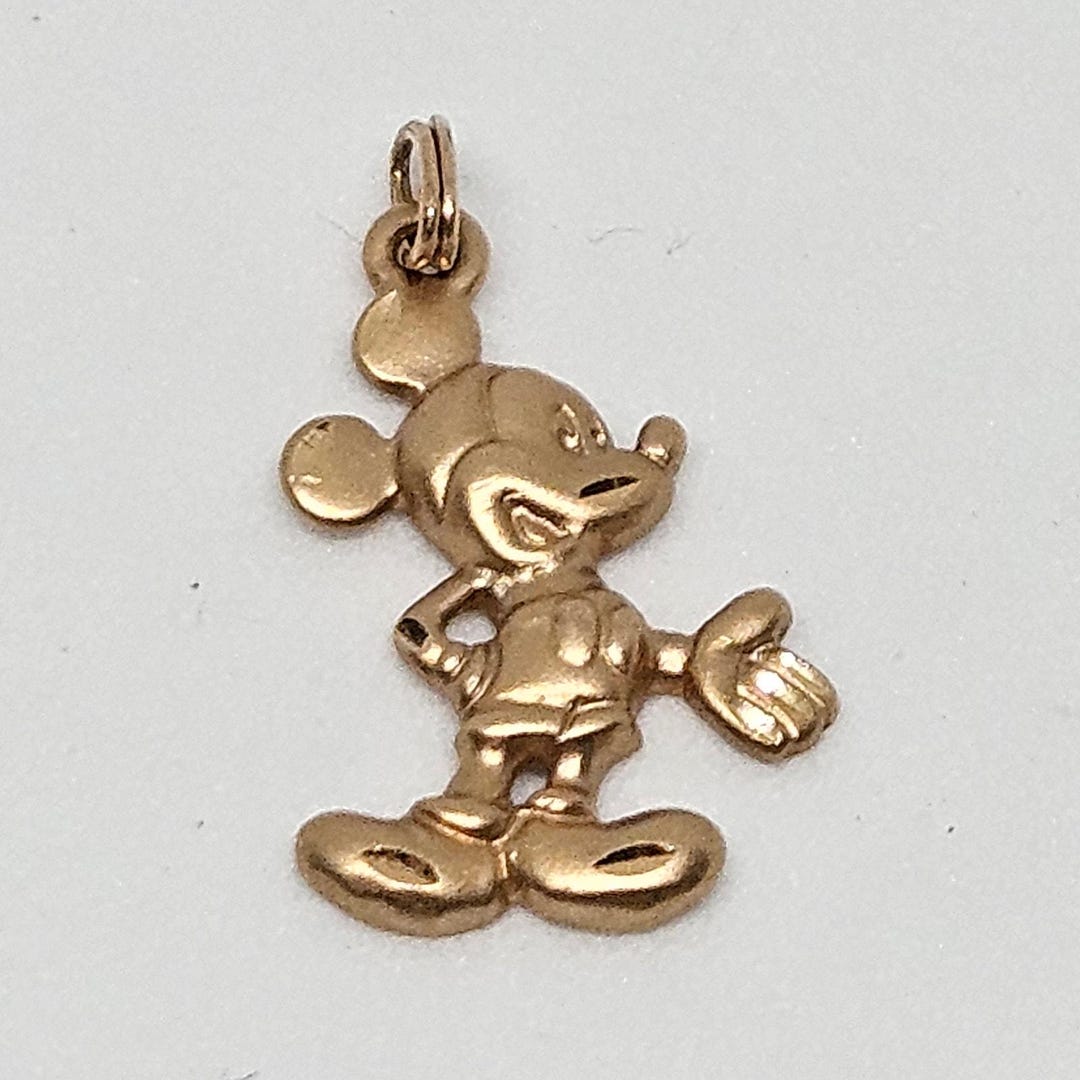 Walt Disney 14K Gold Mickey Mouse Satin Charm Pendant Disneyana ...