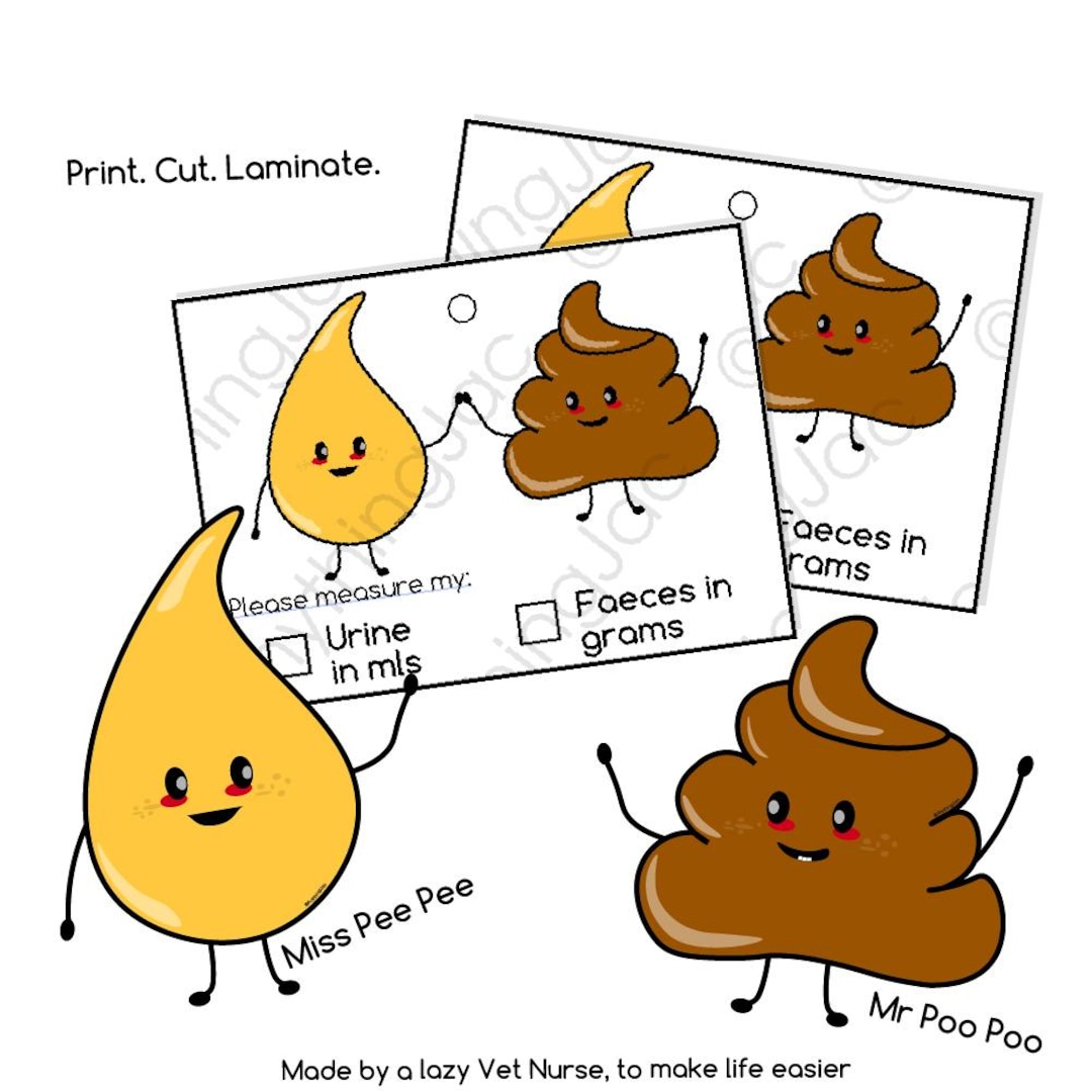 Measure Urine and Feaces Veterinary Cage Cards DIGITAL DOWNLOAD PRINT ...