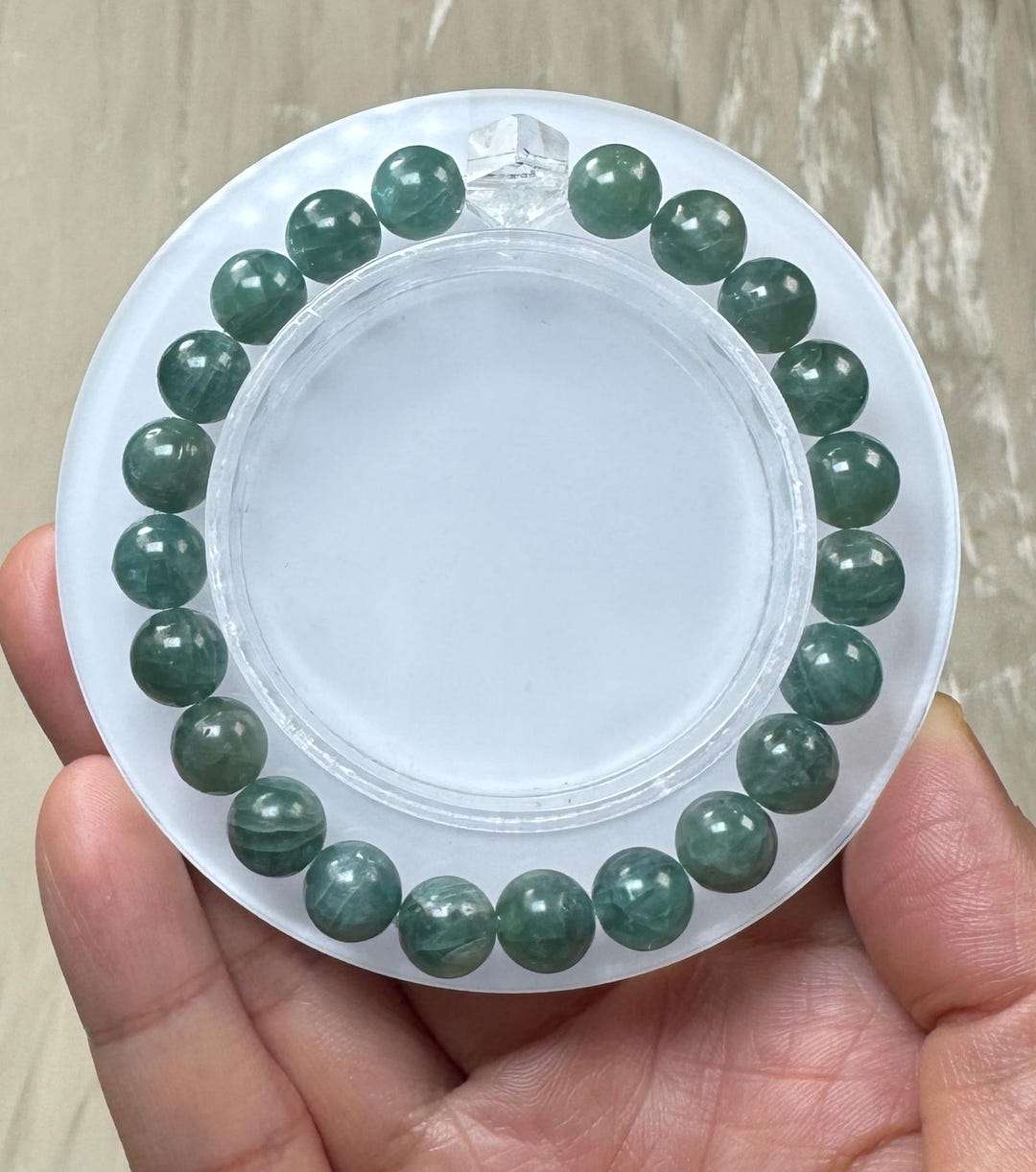 Beautiful Shiny Handmade 8mm Natural Green Apatite With Clear Quartz ...