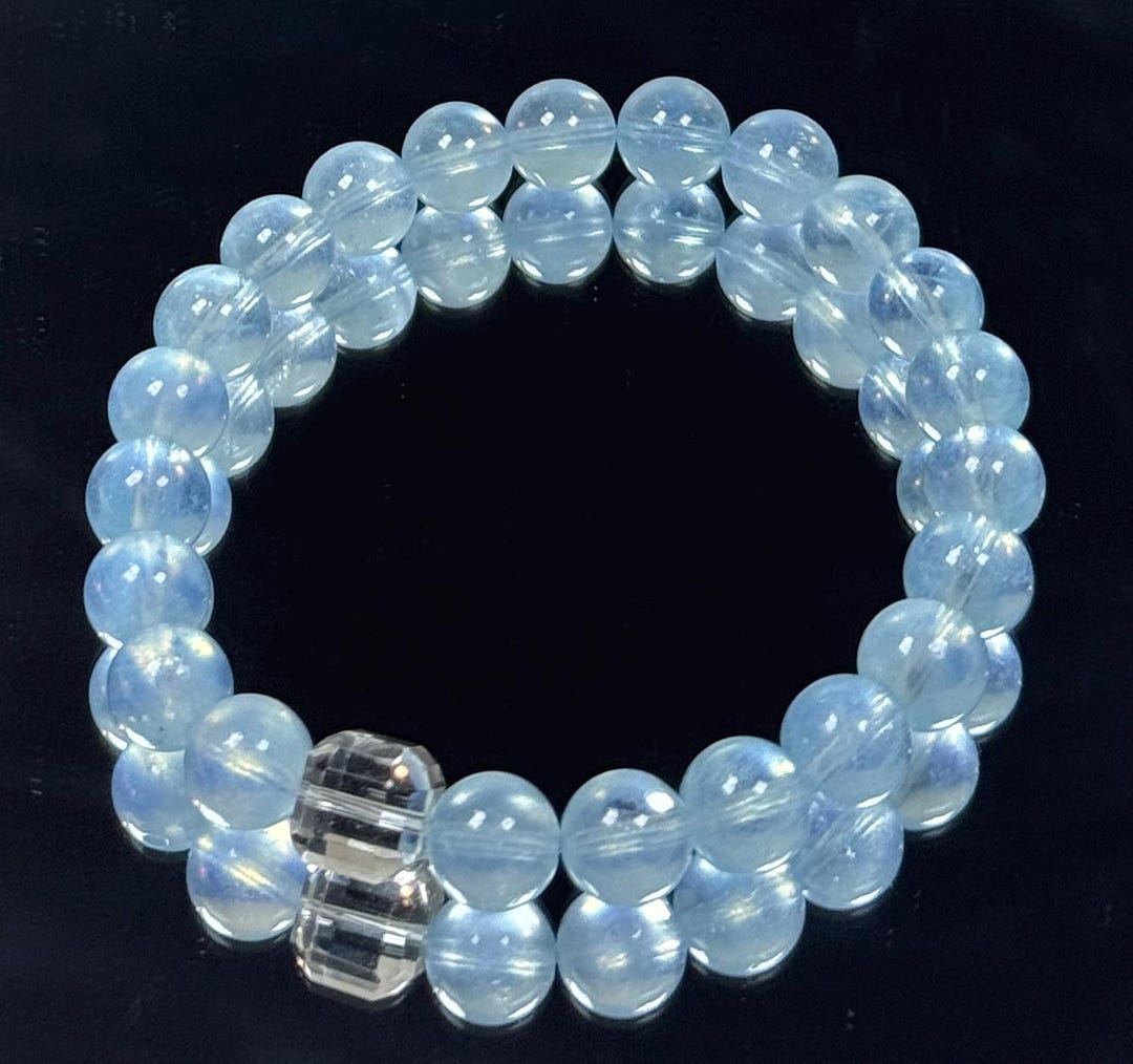 Beautiful Handmade 8mm Natural Baby Blue Aquamarine With Cute Clear ...