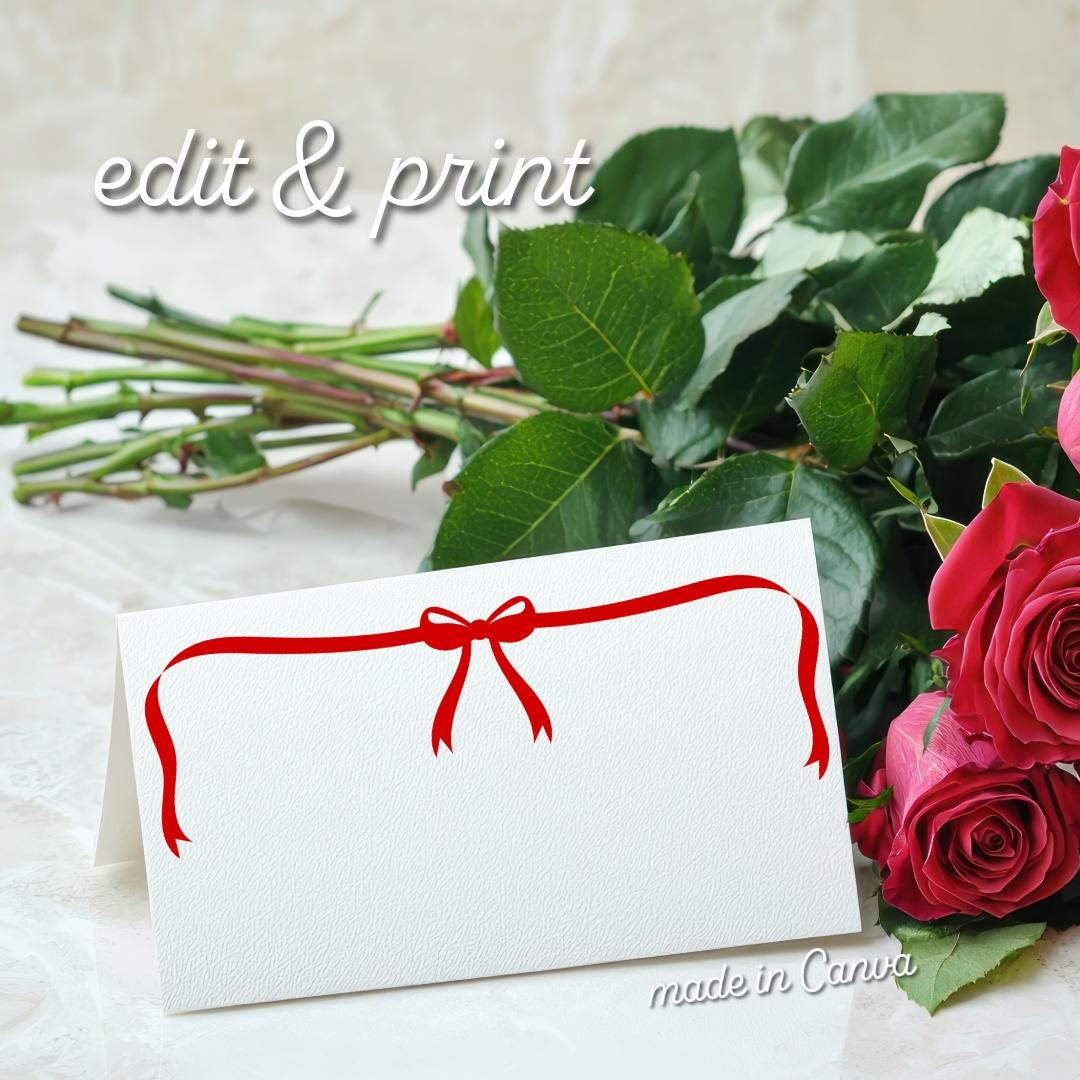 Printable Red Ribbon Name/place Cards, Editable Party Tags - Etsy