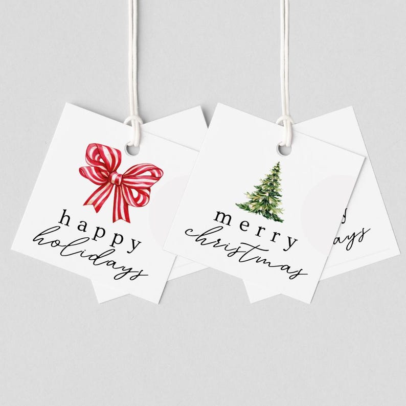 Printable Gift Tags, Editable Gift Tag, Digital Template, Merry ...