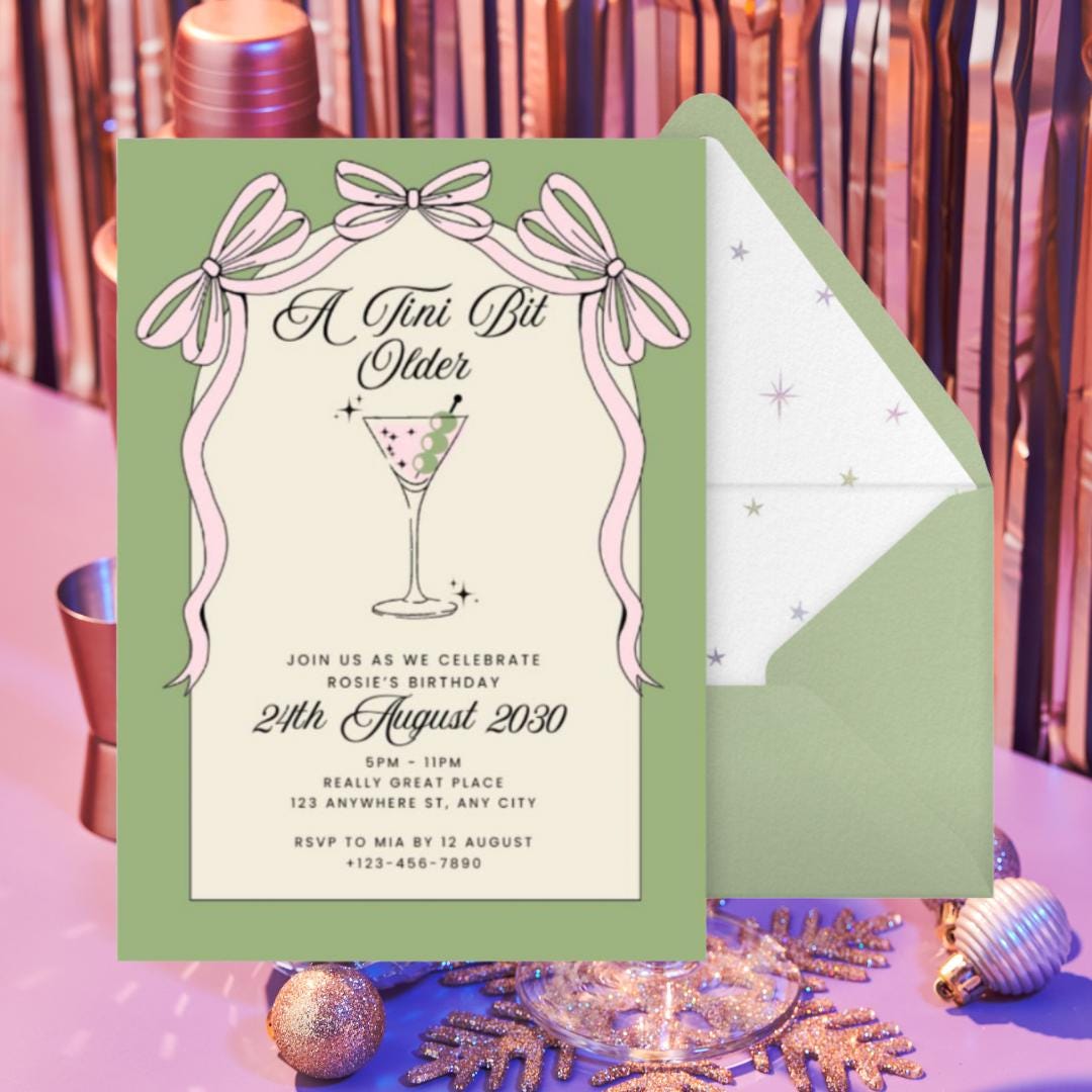 Printable A Tini Bit Older Party Invite, Editable Invitation Card ...
