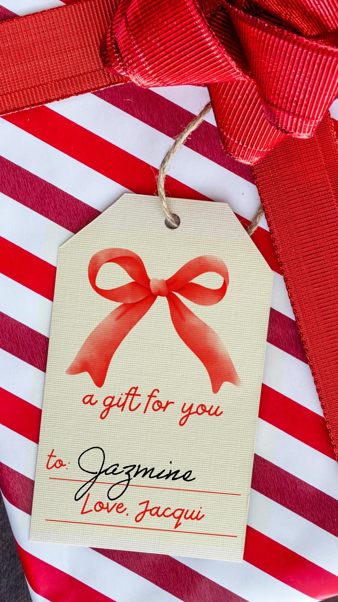 Printable Red Bow Gift Tags: Editable Template (digital Download) - Etsy