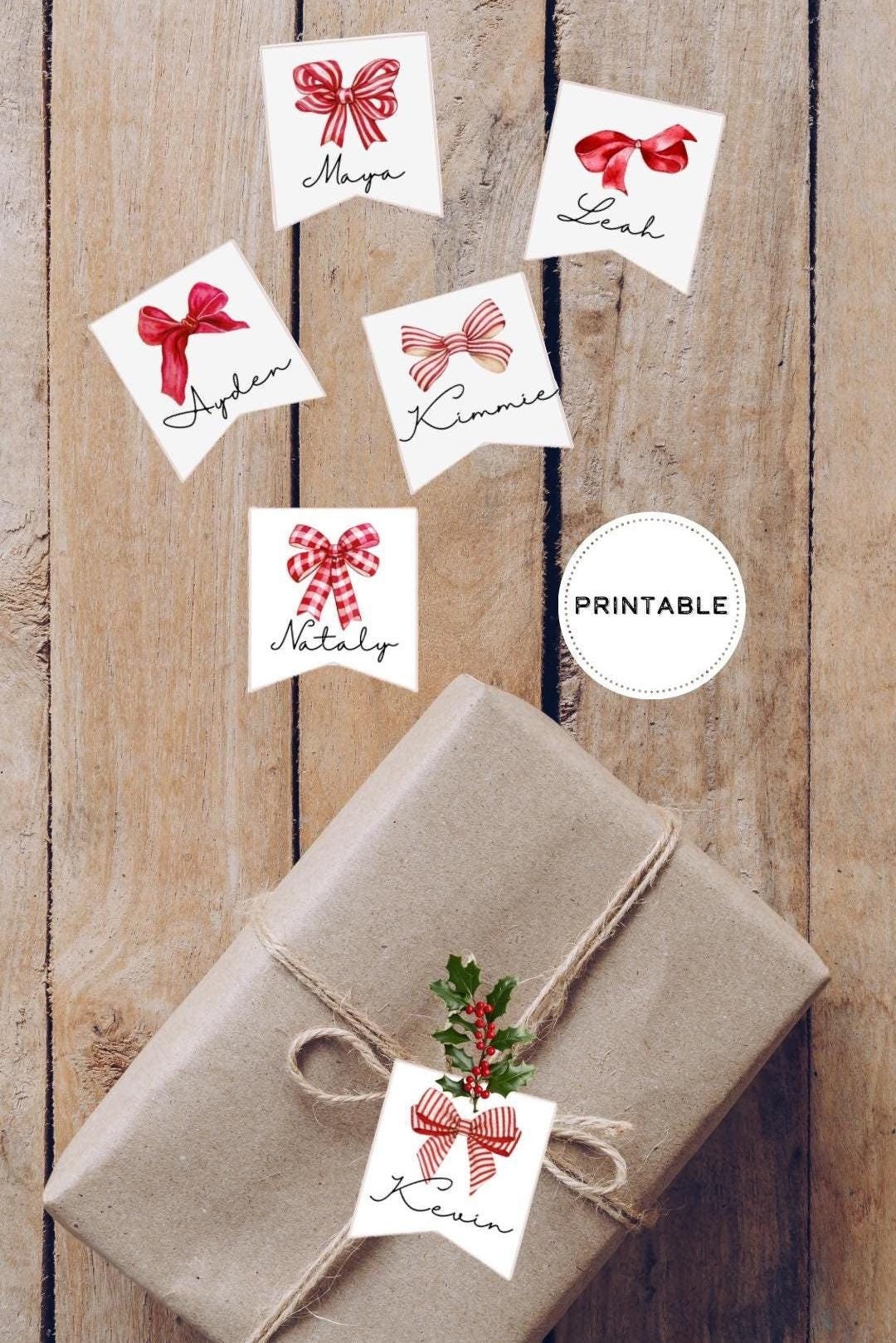 Printable Red Bow Gift Tags, Editable Gift Tag, Bow Themed Digital ...