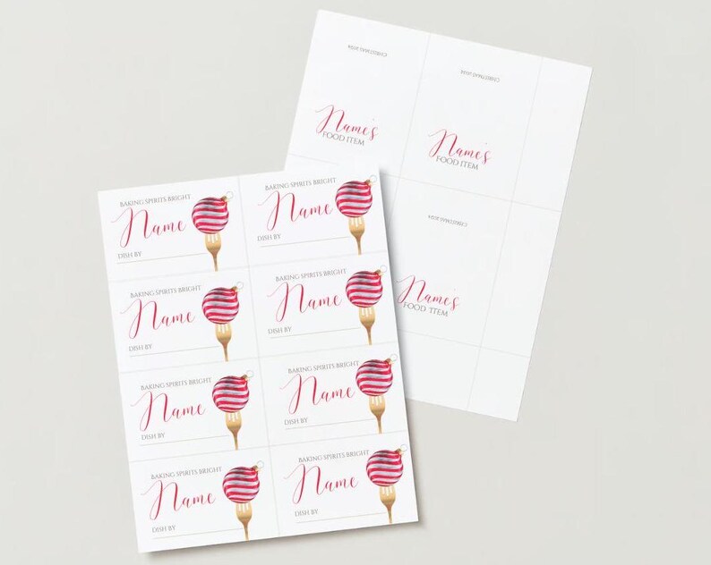 Printable Holiday Dinner Place Card Template: Editable Food & Name Card ...