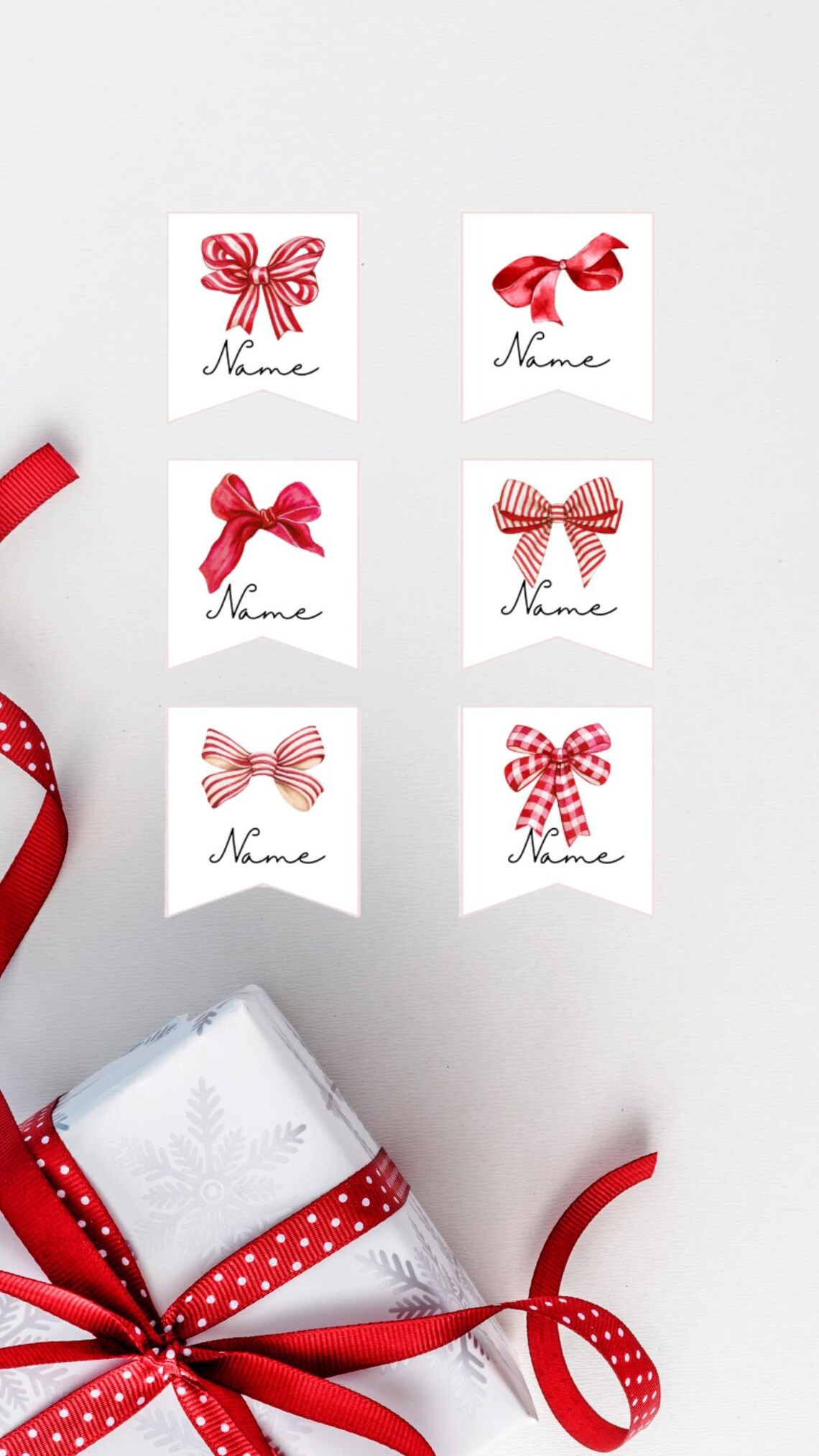 Printable Red Bow Gift Tags, Editable Gift Tag, Bow Themed Digital Template - Etsy