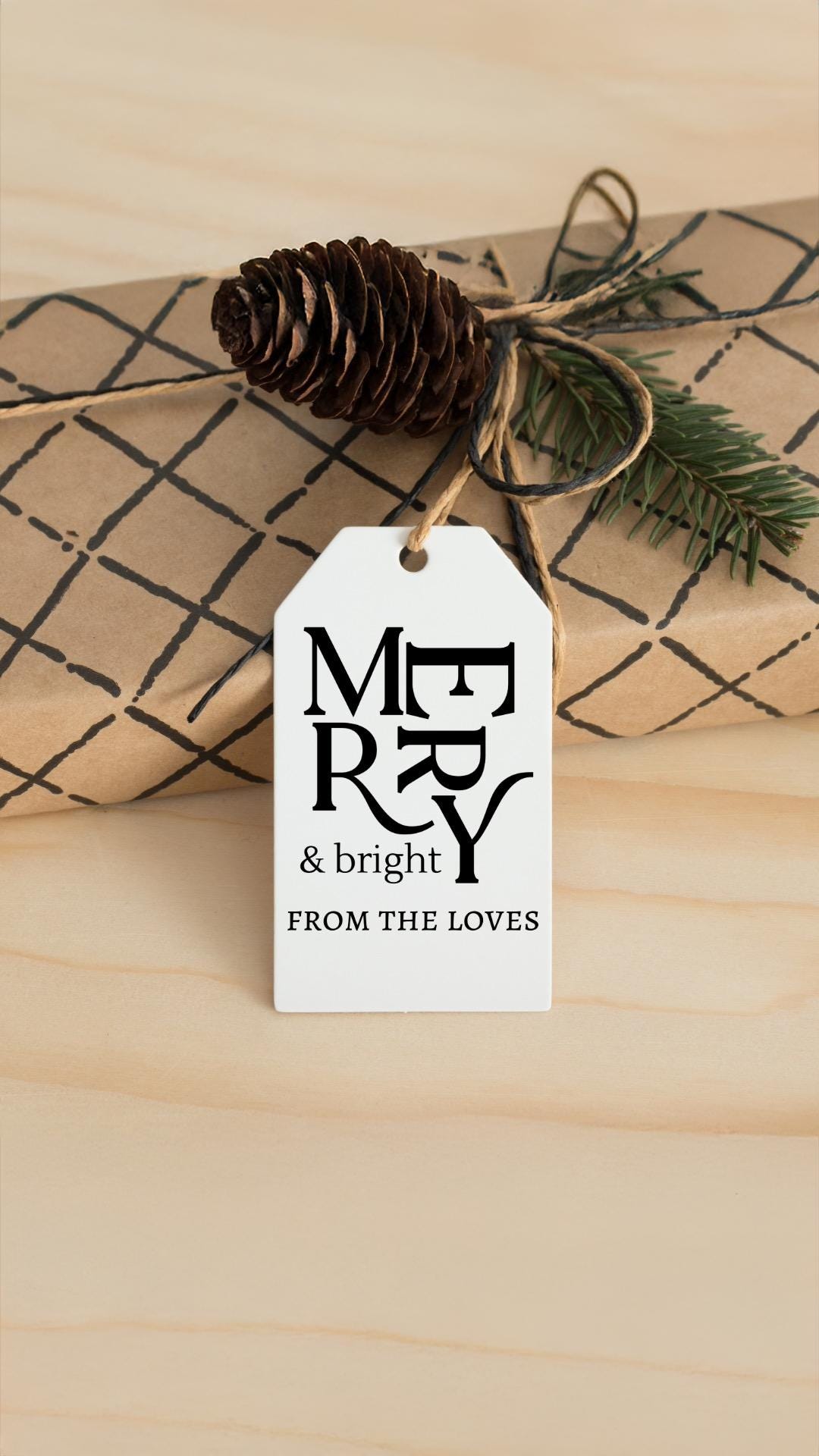 Printable Gift Tags, Editable Gift Tag, Digital Template, Merry Bow ...