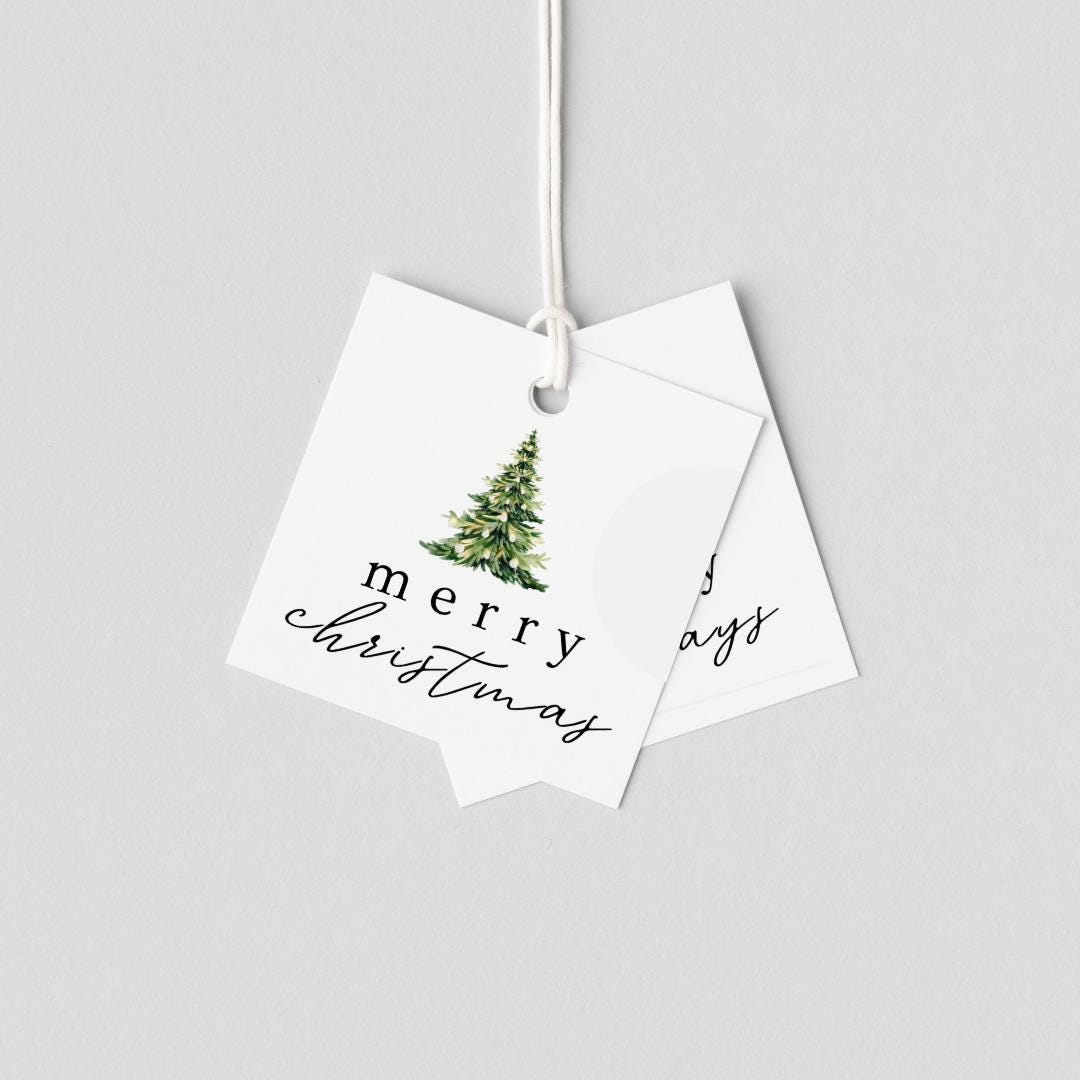 Printable Gift Tags, Editable Gift Tag, Digital Template, Merry ...