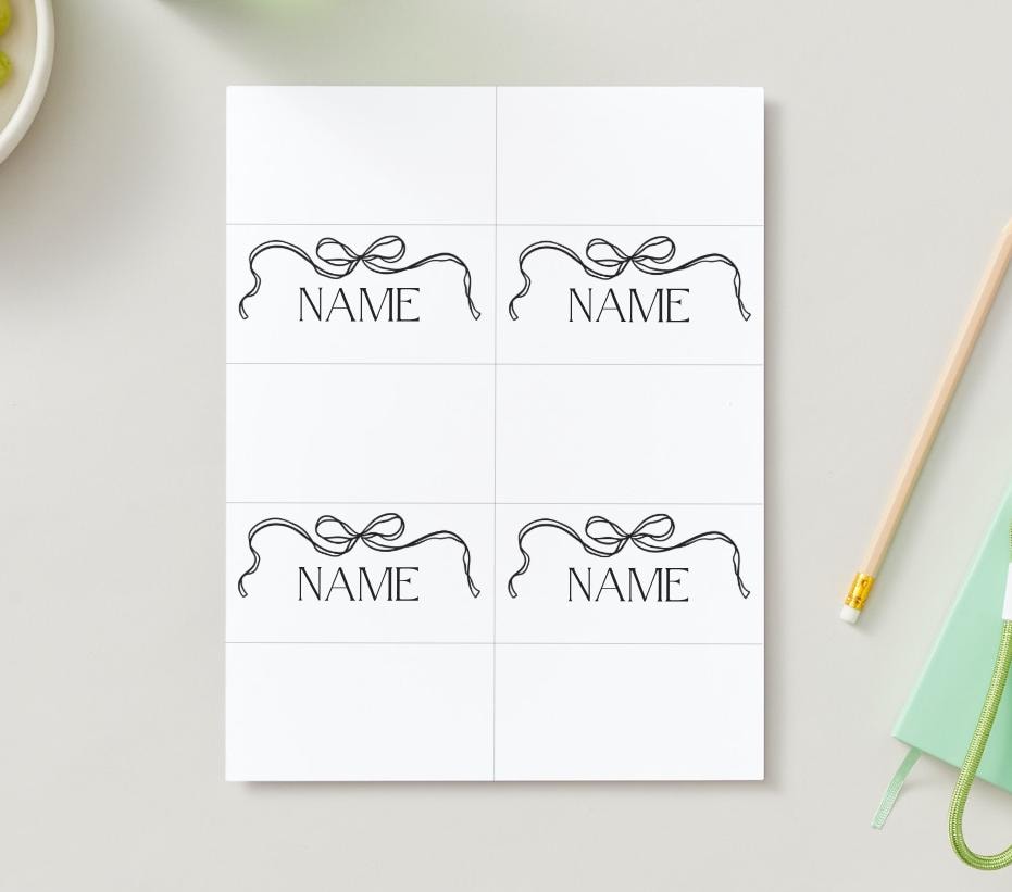 Printable Black Bow Name/place Cards, Editable Party Tags - Etsy