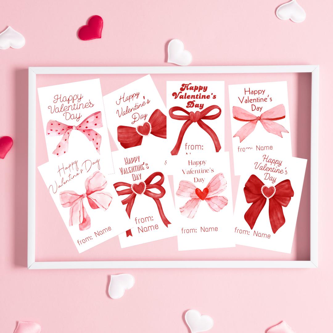 Printable Valentine's Bow Theme, Editable Classroom Valentines ...