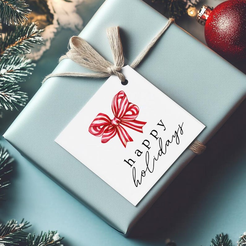 Printable Gift Tags, Editable Gift Tag, Digital Template, Merry ...