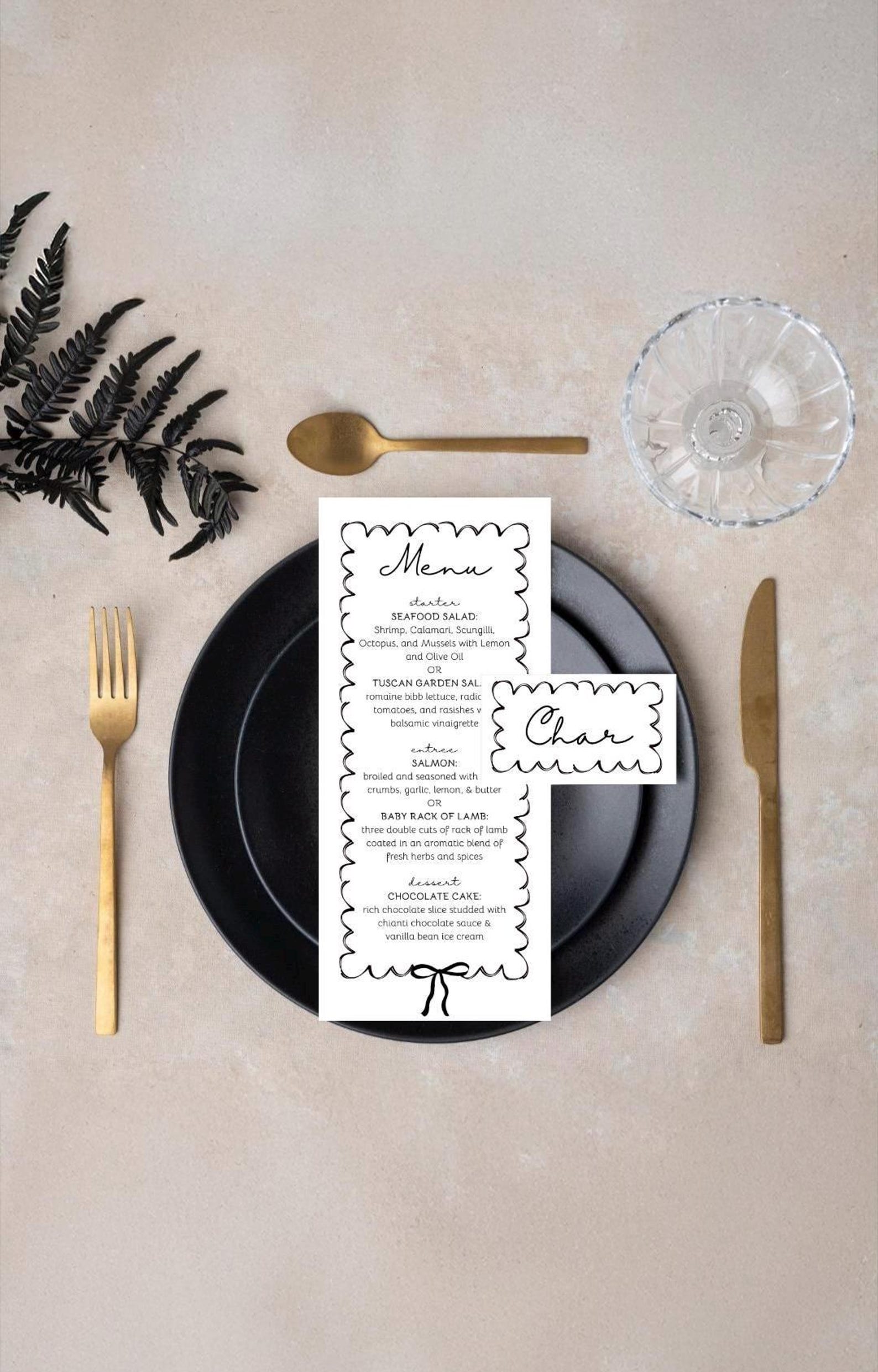 Printable Ruffles Menu and Placecard, Editable Menu Name Card, Ruffle ...