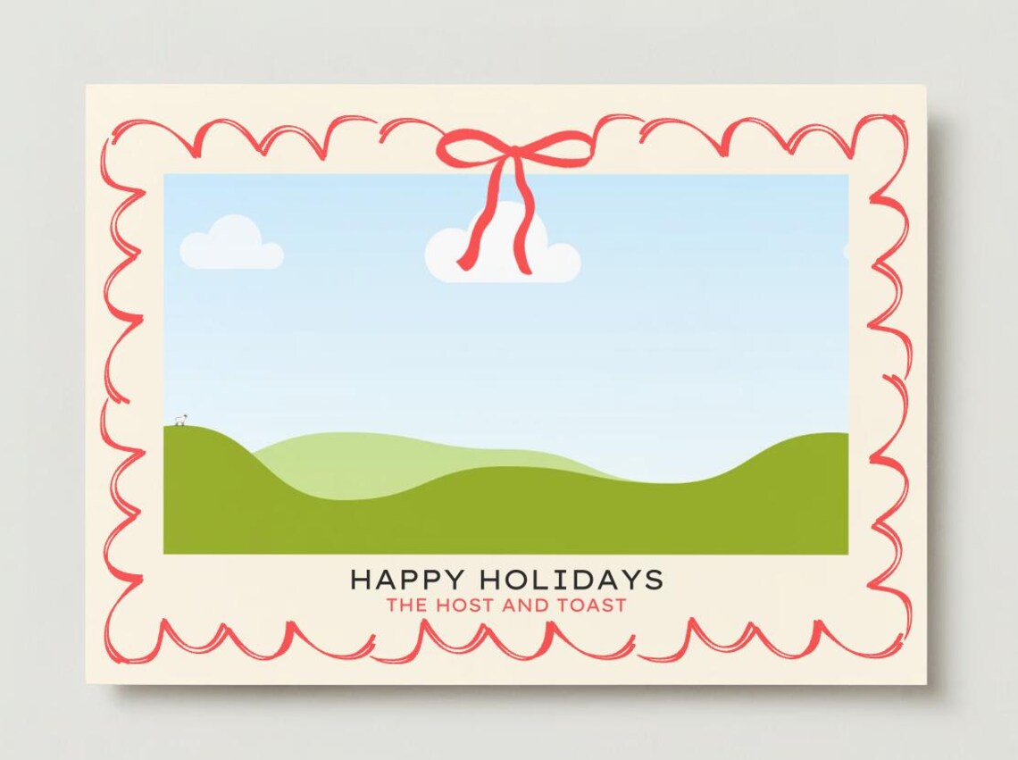 Printable Red Ruffles Holiday Photo Card landscape, Editable Photo Card ...