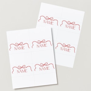 Printable Red Bow Name/place Cards, Editable Party Tags - Etsy