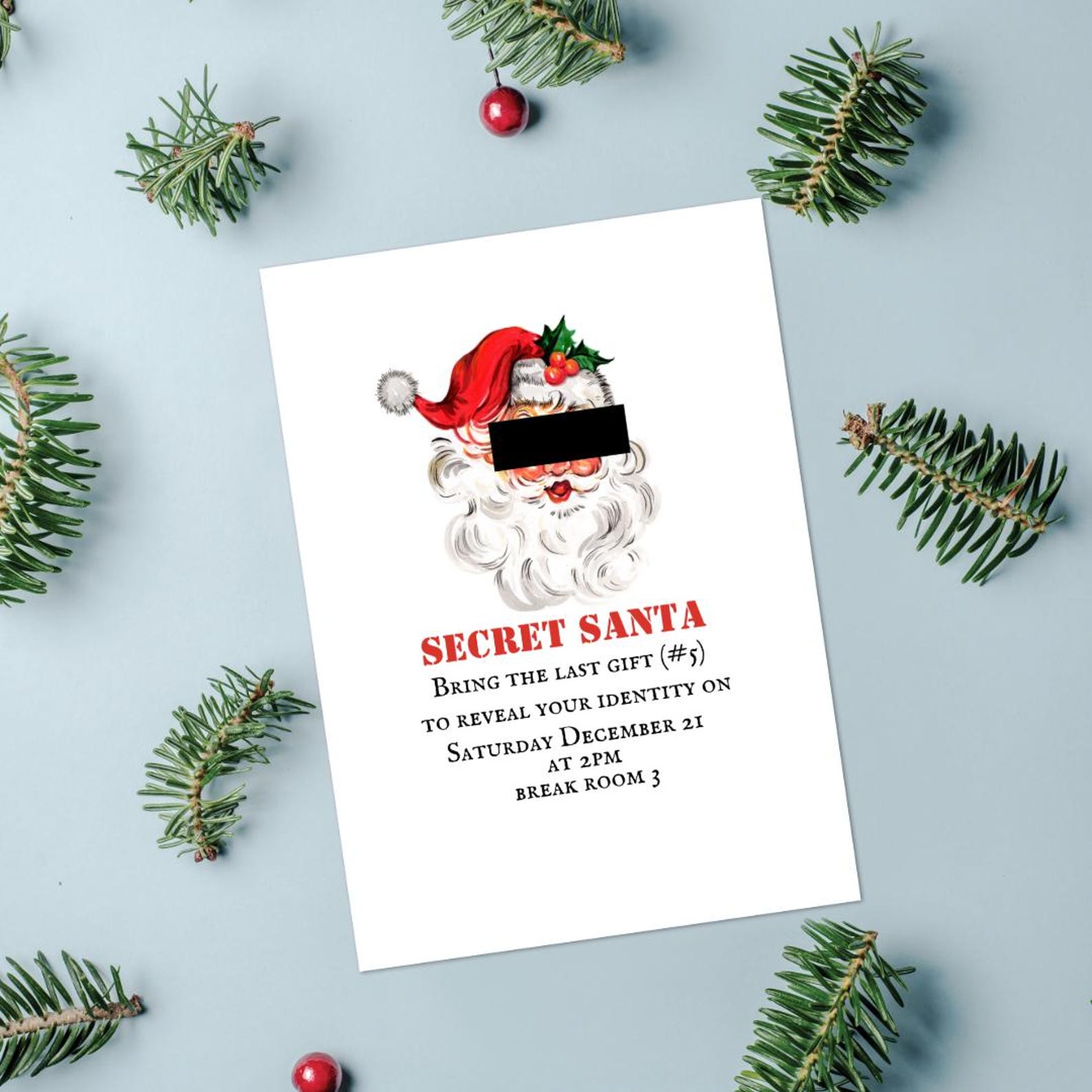 Printable Secret Santa Party Invite: Editable Holiday Template (digital ...