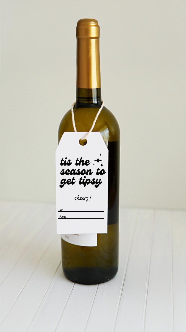 Printable Wine Gift Tags, Editable Gift Tag, Digital Template, Drink ...