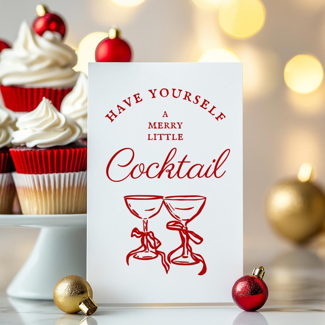 Printable Merry Little Cocktail Sign: Holiday Party Template (digital ...