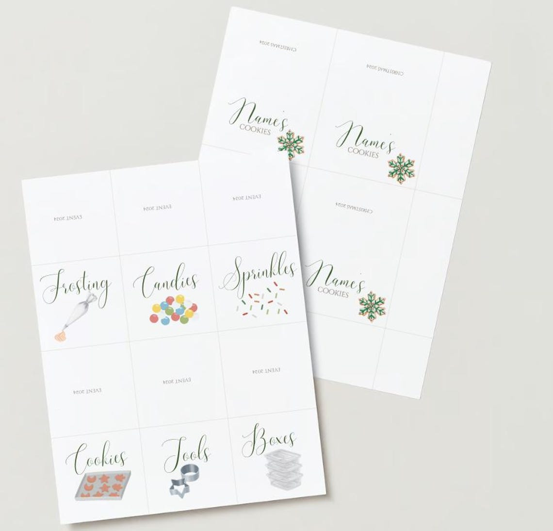 Printable Cookie Party Place/name Card, Editable Name Card, Dinner ...