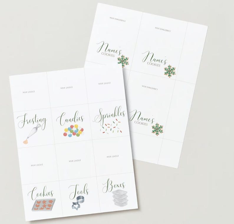 Printable Cookie Party Place/name Card, Editable Name Card, Dinner ...