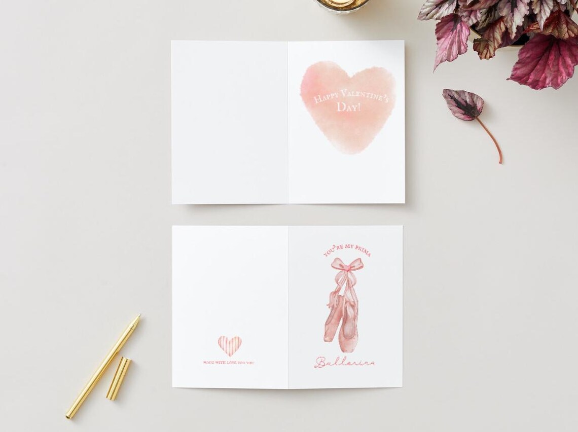 Printable Ballerina Valentine's Day Card, Editable Message, Greeting ...