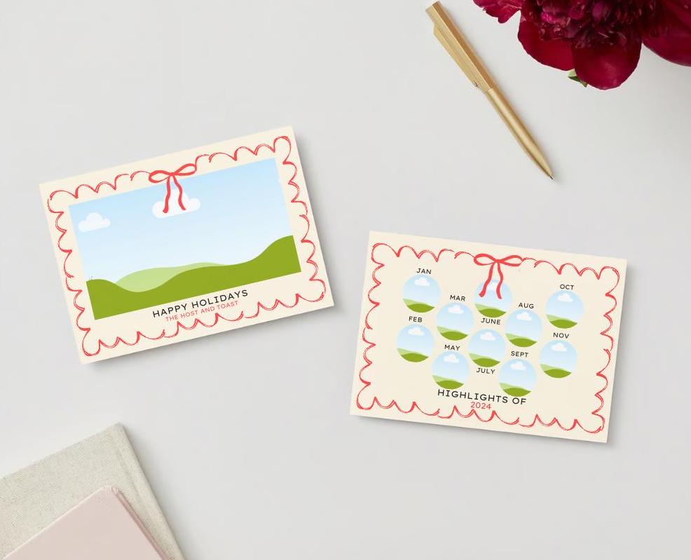 Printable Red Ruffles Holiday Photo Card landscape, Editable Photo Card ...