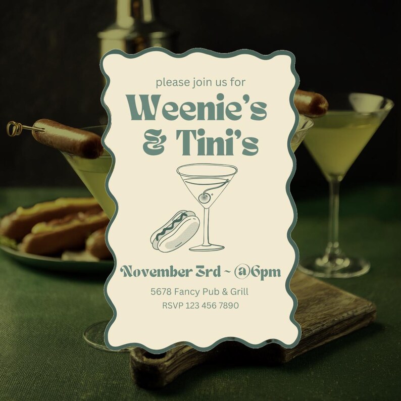 Printable Weenie Martini Party Invite: Editable Template (digital ...