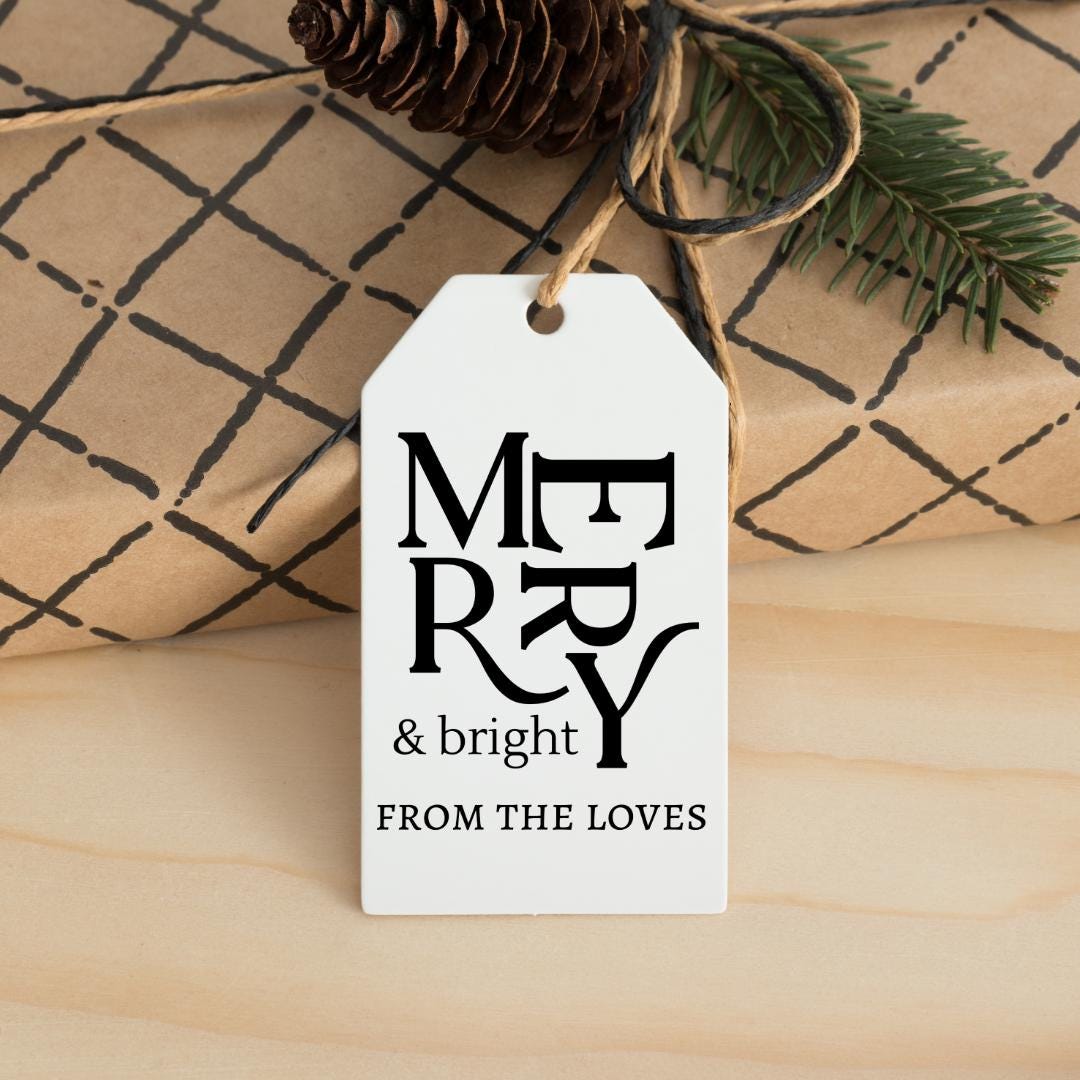 Printable Gift Tags, Editable Gift Tag, Digital Template, Merry Bow ...