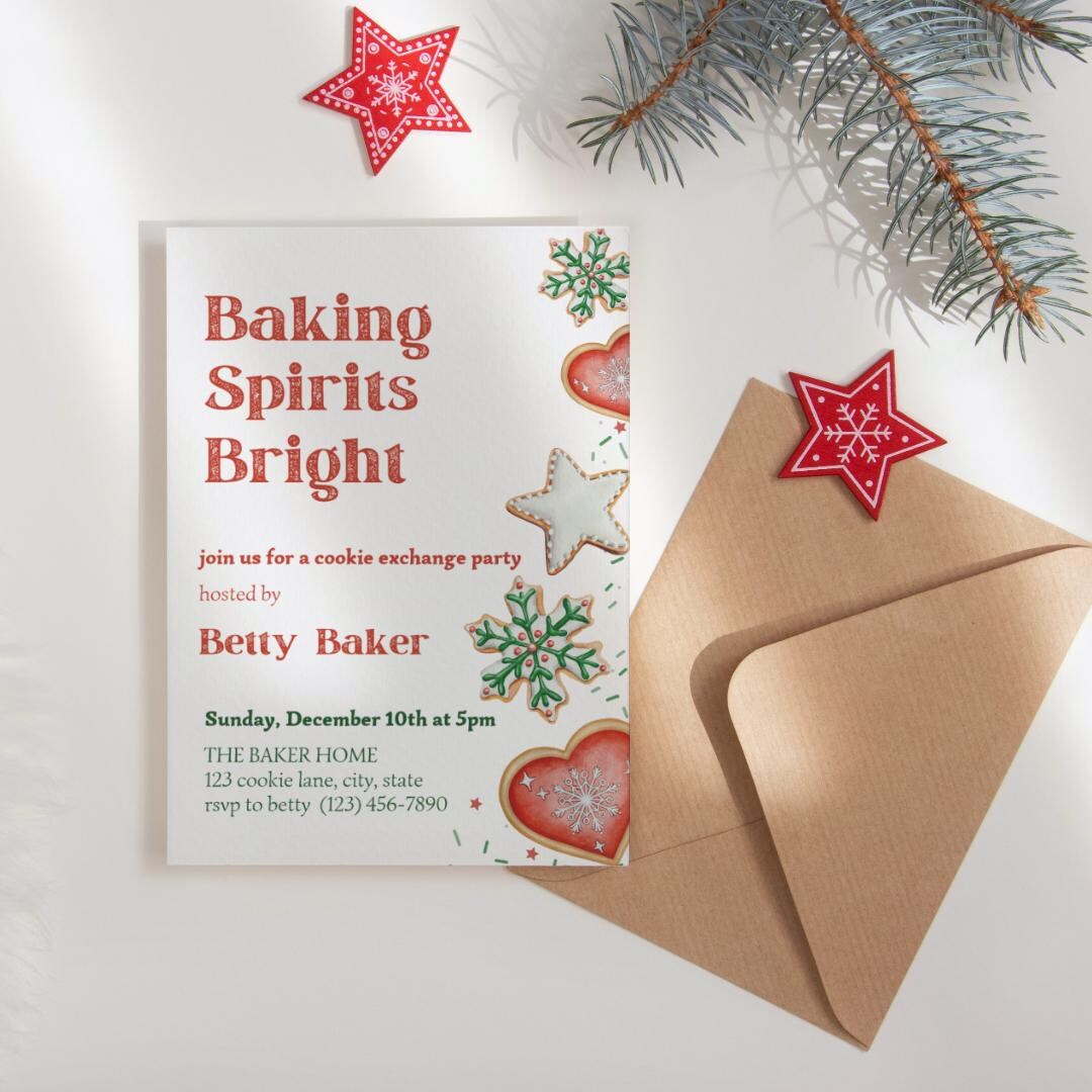 Printable Christmas Cookie Exchange Party Invite (digital Template) - Etsy