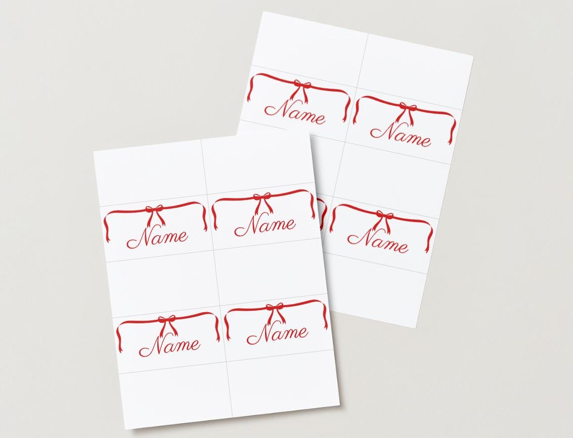 Printable Red Ribbon Name/place Cards, Editable Party Tags - Etsy