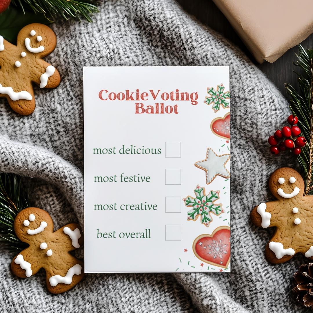 Printable Christmas Cookie Party Ballot (portrait), Editable Invite ...
