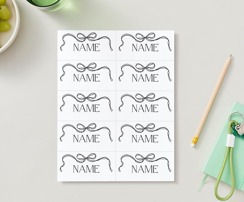 Printable Black Bow Name/place Cards, Editable Party Tags - Etsy
