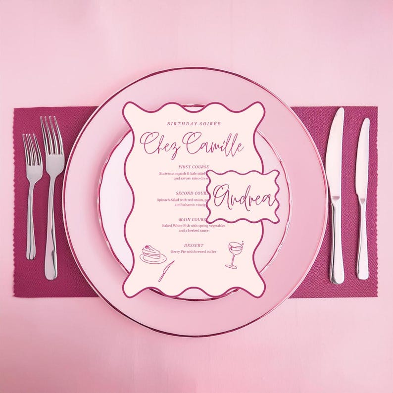 Editable Scalloped Place Card Template: Dinner Party Guest Name Card ...