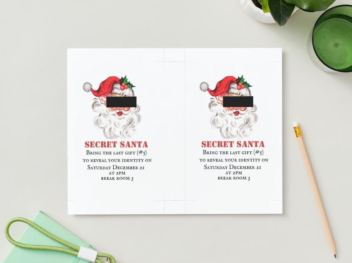 Printable Secret Santa Party Invite: Editable Holiday Template (digital ...