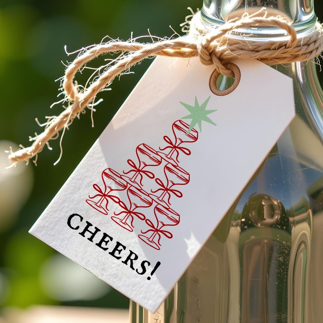 Printable Bottle Cheers Tags, Editable Wine Gift Tag, Digital Template ...