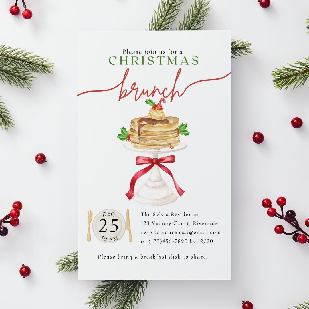 Printable Christmas Brunch Party Invitation: Editable Holiday Template ...