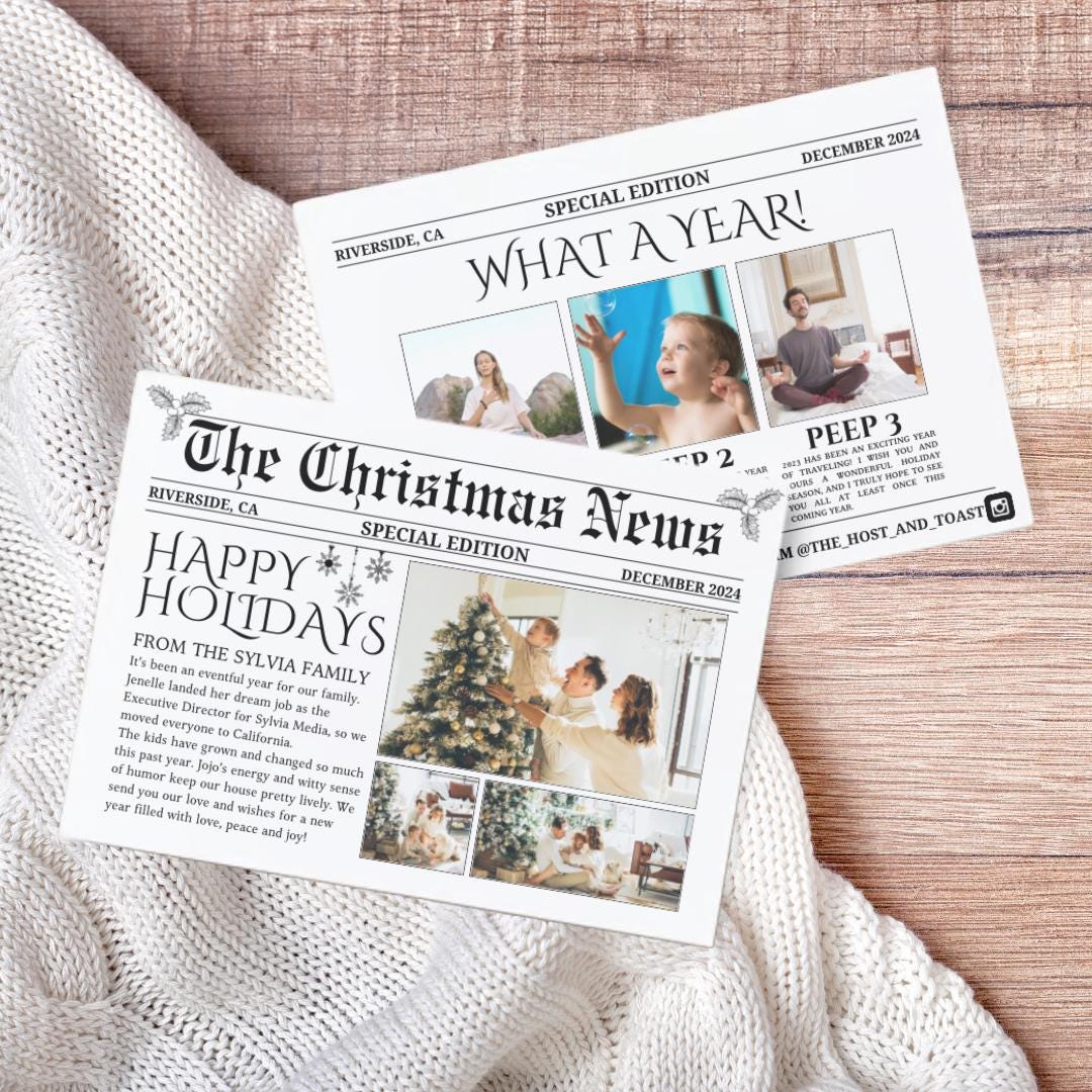 Printable Ruffles Christmas News Photo Card landscape, Editable Photo ...