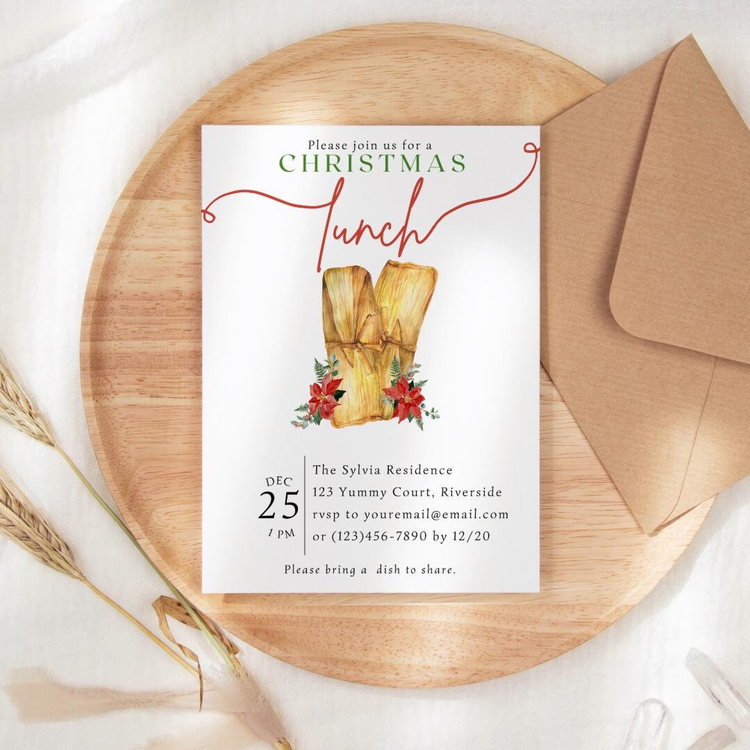 Printable Tamale Christmas Lunch Party Invite: Editable Holiday ...