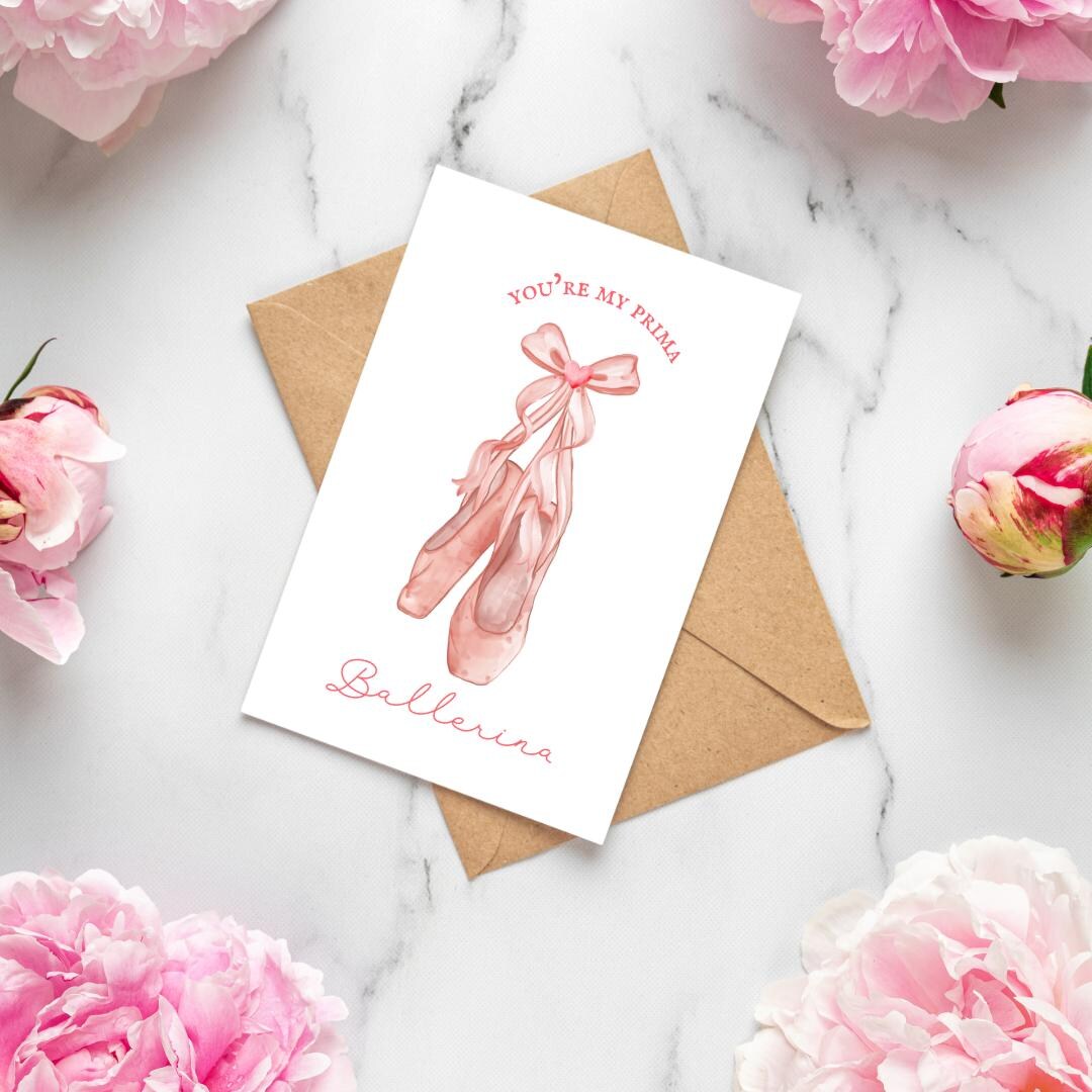 Printable Ballerina Valentine's Day Card, Editable Message, Greeting ...